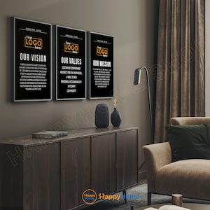 Our Values Our Vision Our Mission Wall Art Personalized Business ...