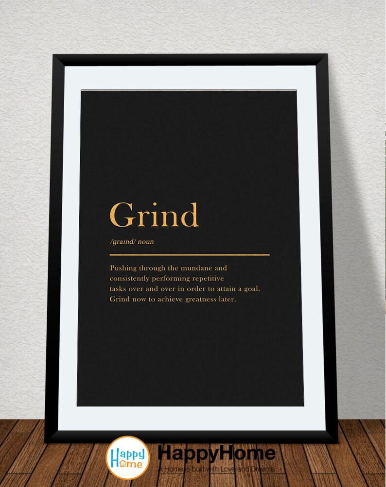 Grind Definition Poster Motivational Wall Art Inspirational - Etsy