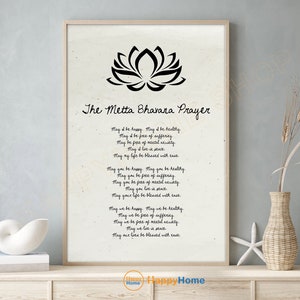 The Metta Bhavana Prayer Wall Art Buddhist Zen Quotes Spiritual Print ...