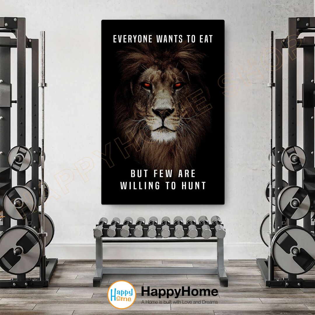 Lion Wall Art Everyone Wants to Eat Workout Room Decor Gym Poster ...