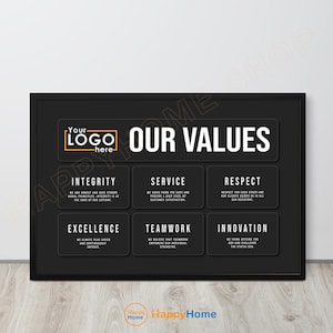 Personalized Company Our Values Wall Art Business Core Values Decor ...