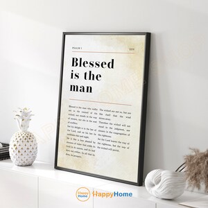 Psalm 1 ESV Blessed is the Man Bible Verse Wall Art Scripture Quote ...
