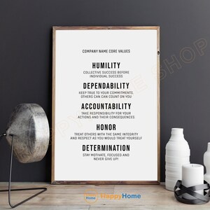 Personalized Company Core Values Wall Art Business Core Values Decor ...