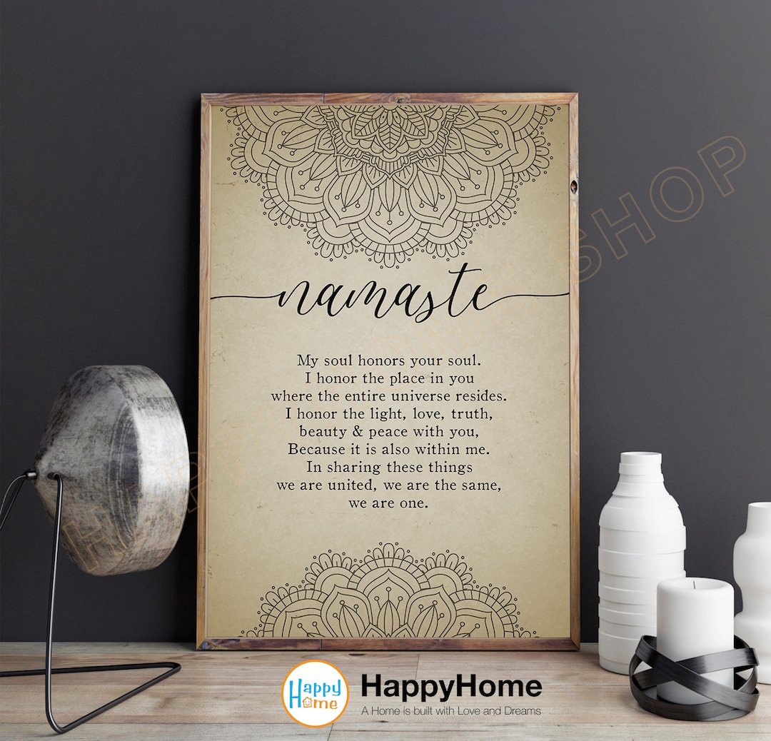 Namaste Definition Wall Art Namaste Sign Meditation Print Yoga Wall ...
