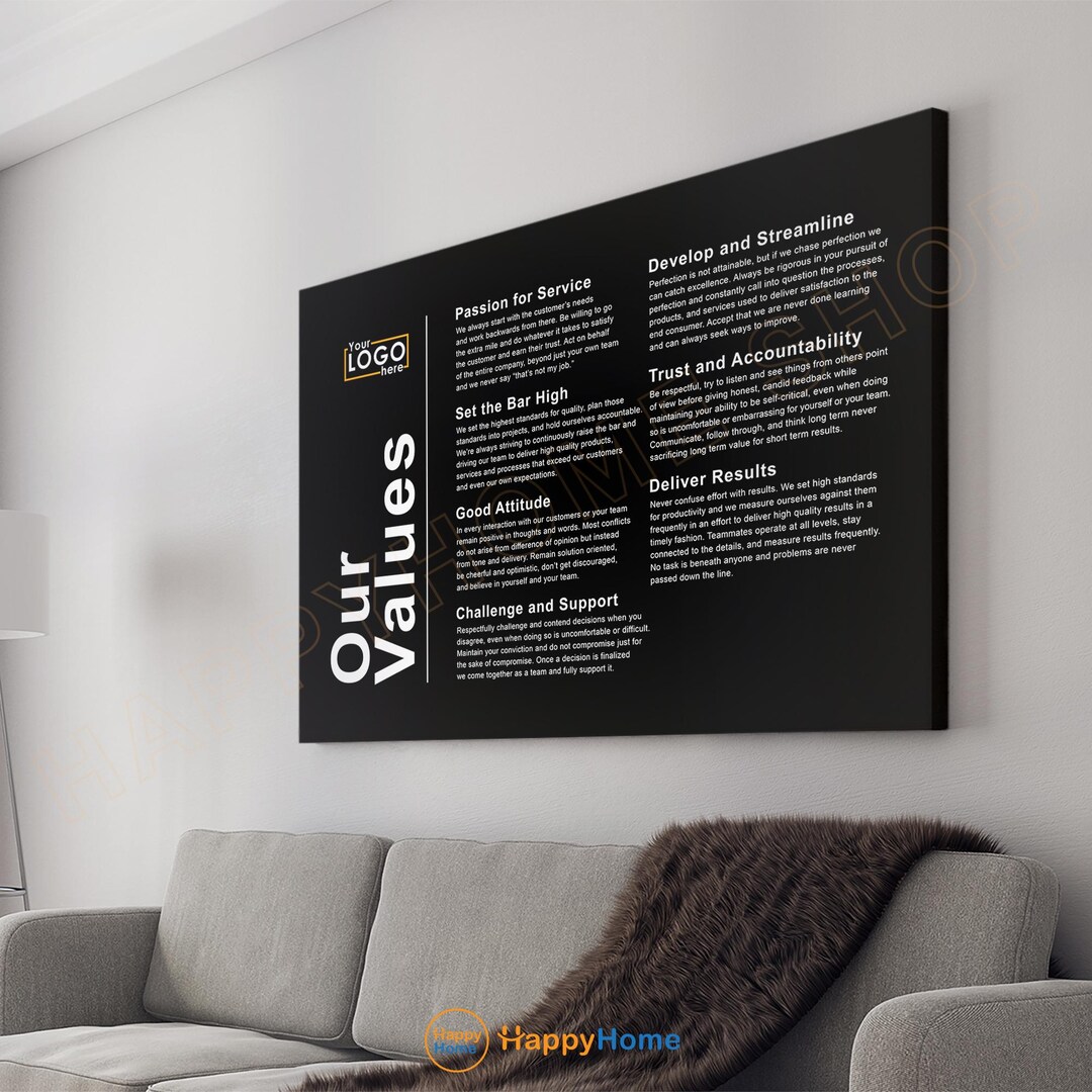 Personalized Company Our Values Wall Art Custom Business Core Values ...
