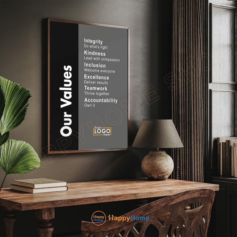 Personalized Company Core Values Wall Art Business Core Values Decor ...