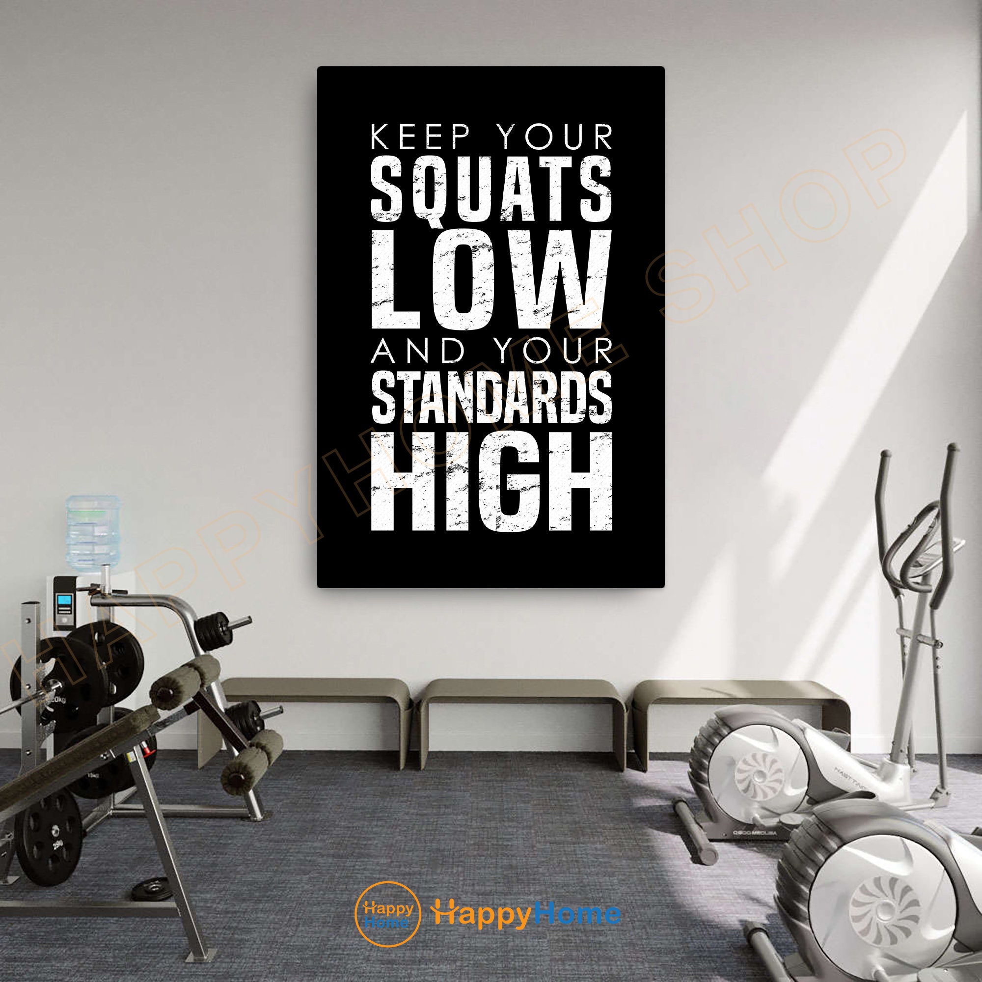 Gym Quote Wall Art Keep Your Squats Low and Your Standards High Workout ...