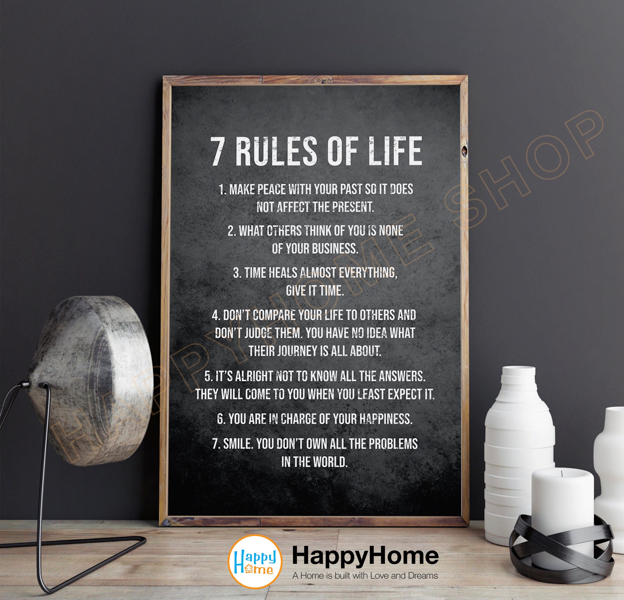 7 Rules of Life Motivational Inspirational Wall Art Ver. 2 - Etsy