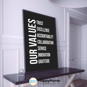 Our Values Wall Art Business Core Values Office Decor Entrepreneur ...