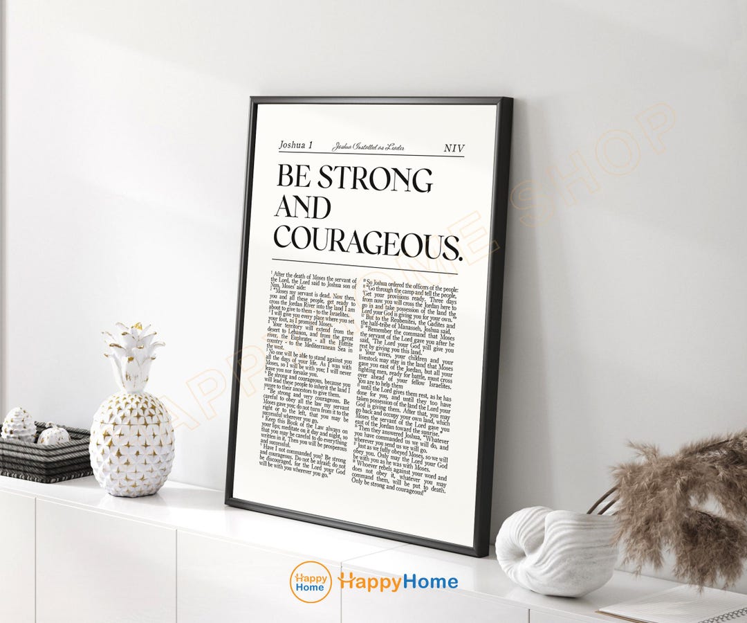 Joshua 1 NIV Bible Verse Wall Art Be Strong and Courageous Scripture ...