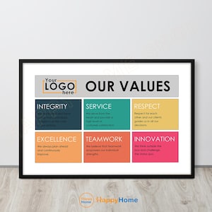 Personalized Company Core Values Wall Art Business Our Values Decor ...