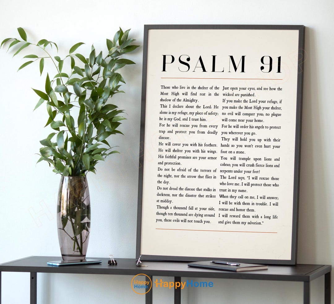 Psalm 91 NLT Bible Verse Wall Art He Who Dwells in the Shelter ...