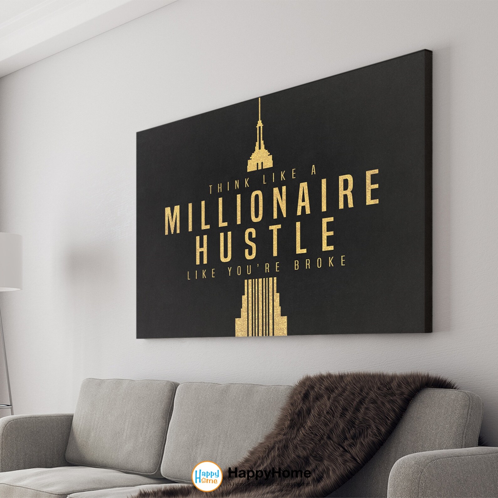 Think Like A Millionaire Hustle Like You're Broke Wall Art Motivational ...