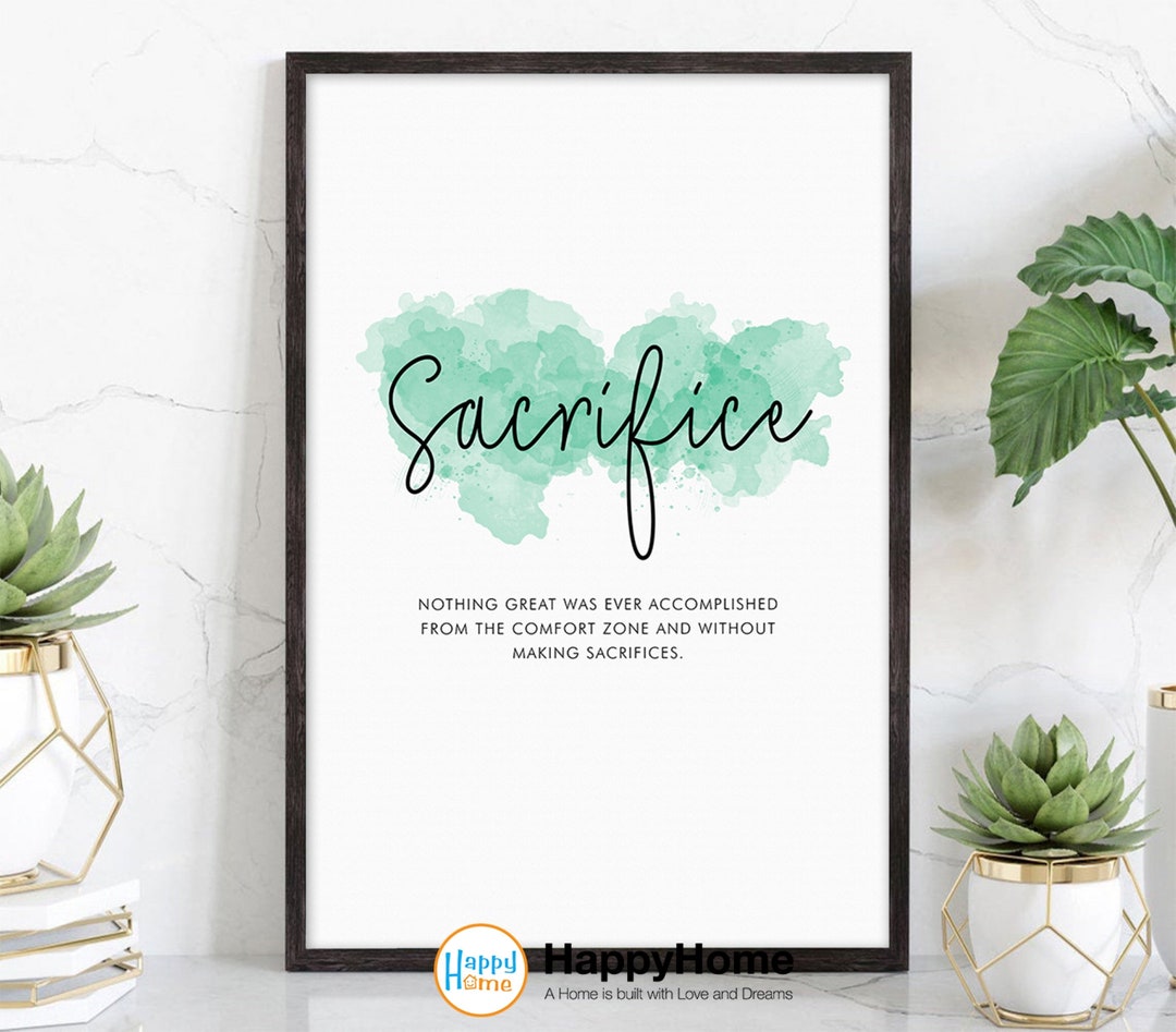 Sacrifice Definition Poster Motivational Wall Art | Inspirational Wall ...