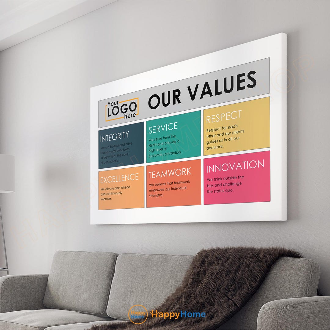 Personalized Company Core Values Wall Art Business Our Values Decor ...
