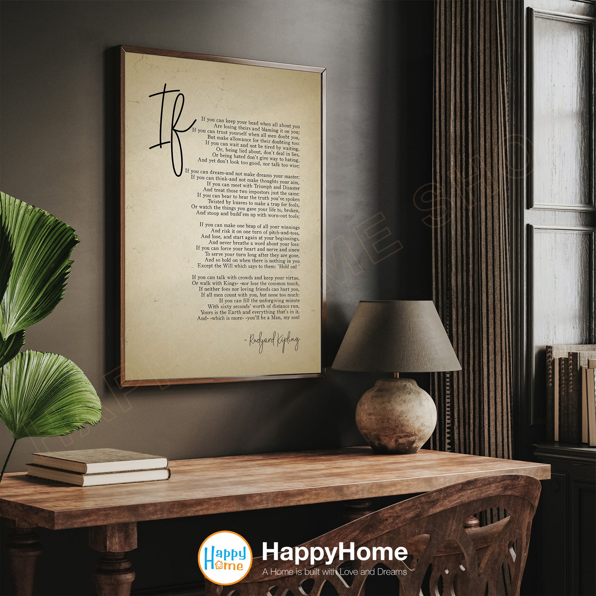 If Poem by Rudyard Kipling Wall Art If Poem Literary Prints Art Poetry ...