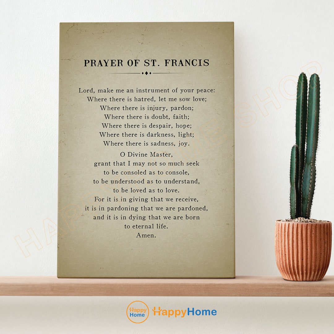 Prayer of St. Francis of Assisi Wall Art Prayer for Peace Bible Verse ...