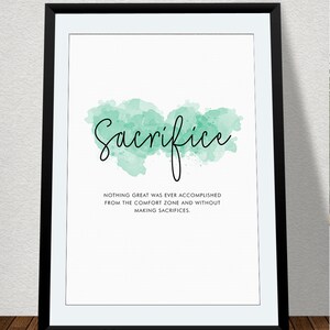 Sacrifice Definition Poster Motivational Wall Art | Inspirational Wall ...