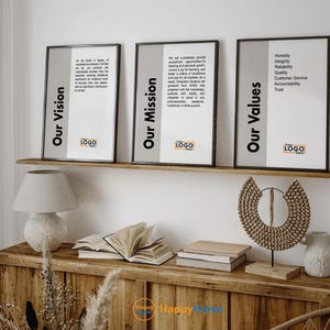 Our Values Our Vision Our Mission Wall Art Personalized Business ...