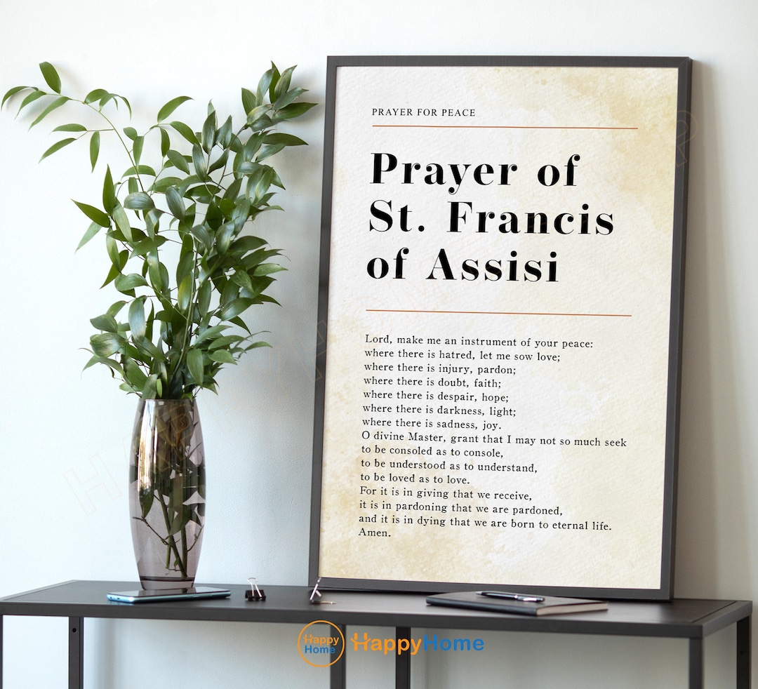 Prayer of St. Francis of Assisi Wall Art Prayer for Peace Scripture ...