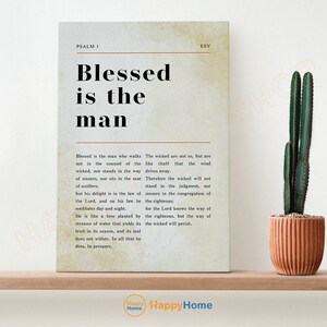 Psalm 1 ESV Blessed is the Man Bible Verse Wall Art Scripture Quote ...