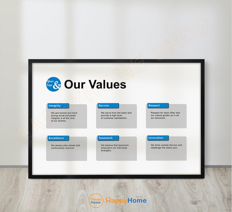 Personalized Company Core Values Wall Art Custom Business Our Values ...