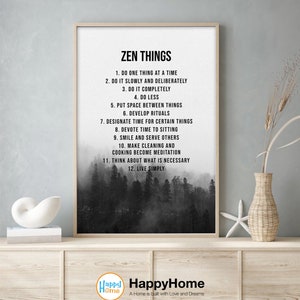 Meditation Zen Things Wall Art Motivational Inspirational Quotes Print ...