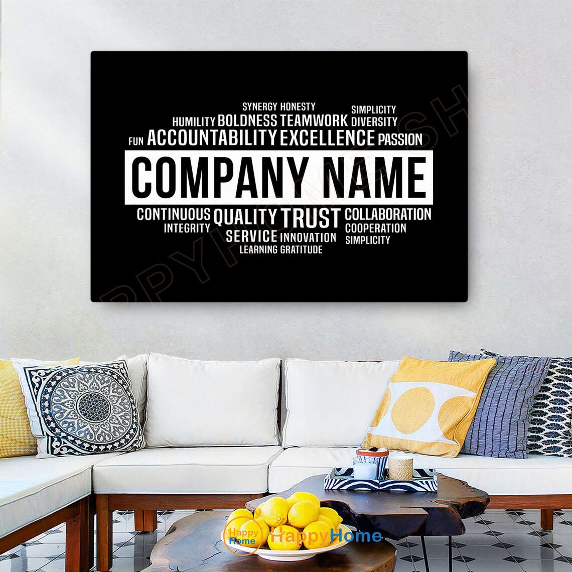 Personalized Company Core Values Wall Art Business Core Values Decor ...