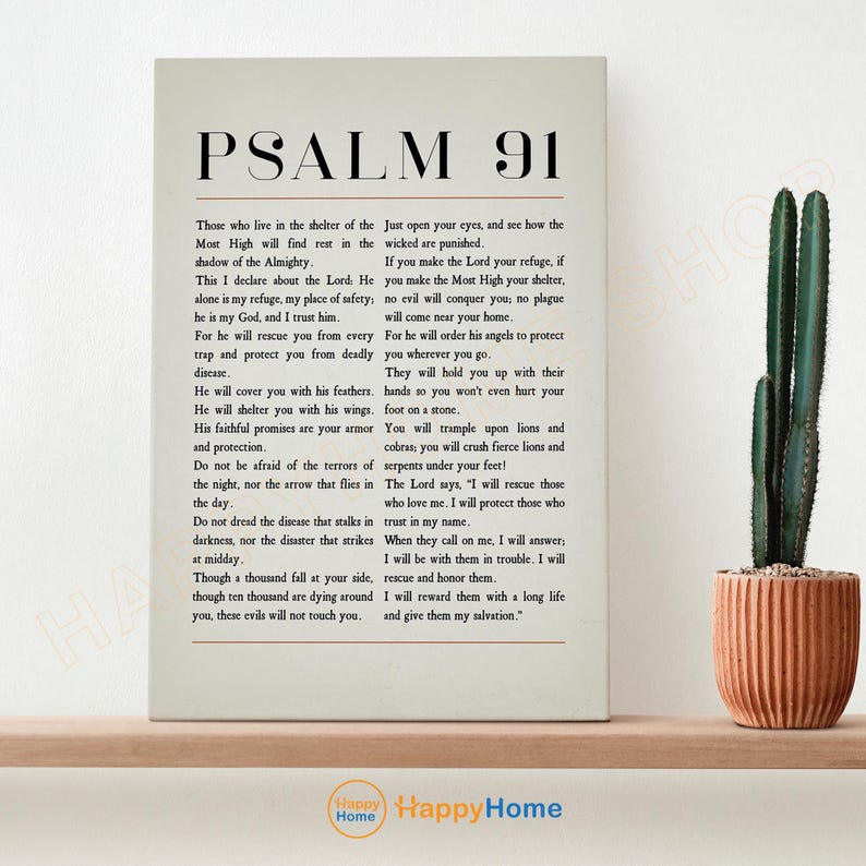 Psalm 91 NLT Bible Verse Wall Art He Who Dwells in the Shelter ...