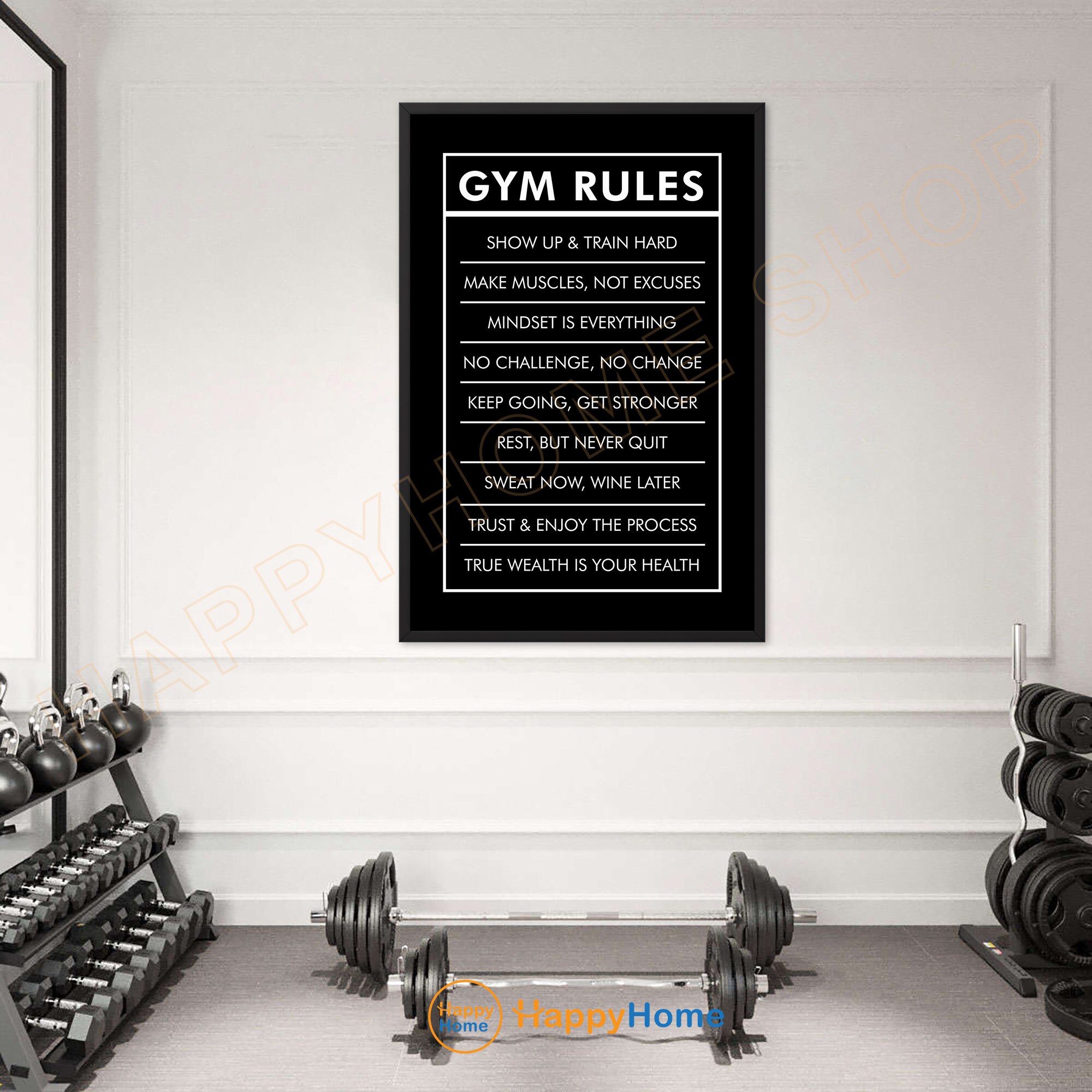 Gym Rules Wall Art Workout Room Decor Gym Sign Fitness Prints Art Gym ...