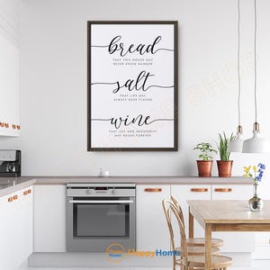Bread Salt Wine Sign Wall Art Kitchen Decor It's A Wonderful Life Quote ...