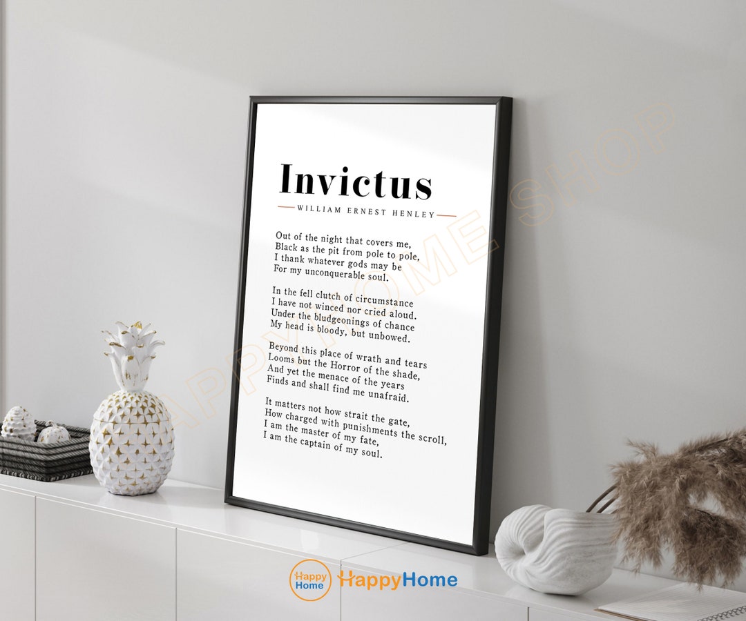 Invictus Poem Wall Art William Ernest Henley Literary Prints Art Poetry ...