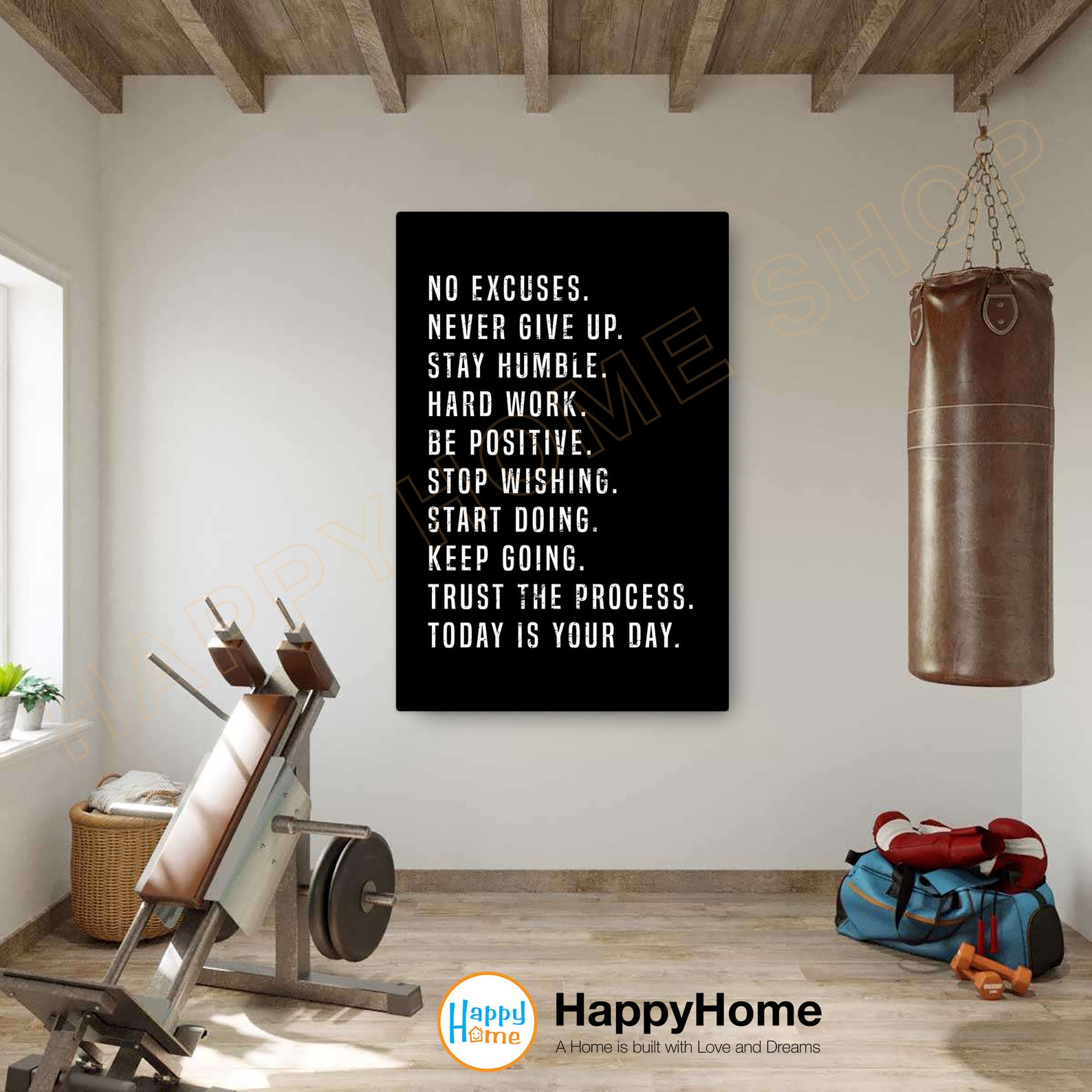 Home Gym Motivational Wall Art Workout Room Decor Gym Poster Fitness ...