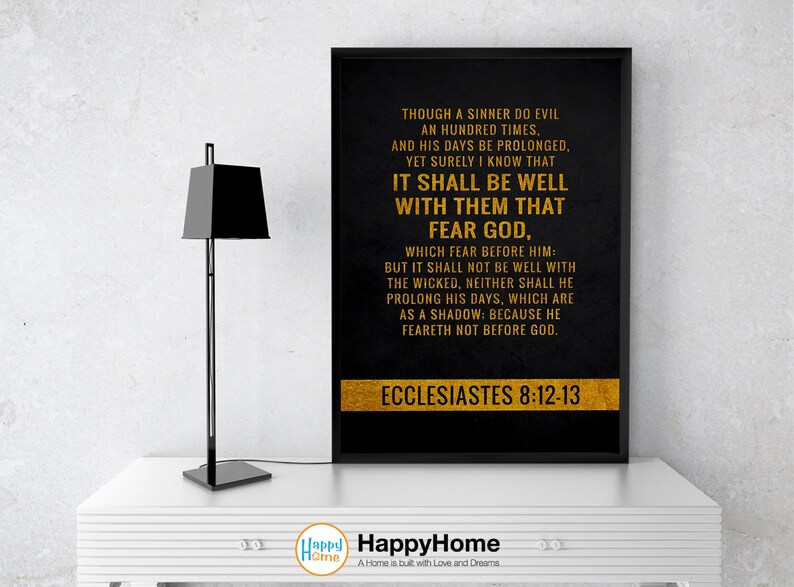 Ecclesiastes 8:12-13 Bible Verse Wall Art Christian Wall - Etsy