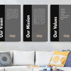 Our Values Our Vision Our Mission Wall Art Personalized Business ...