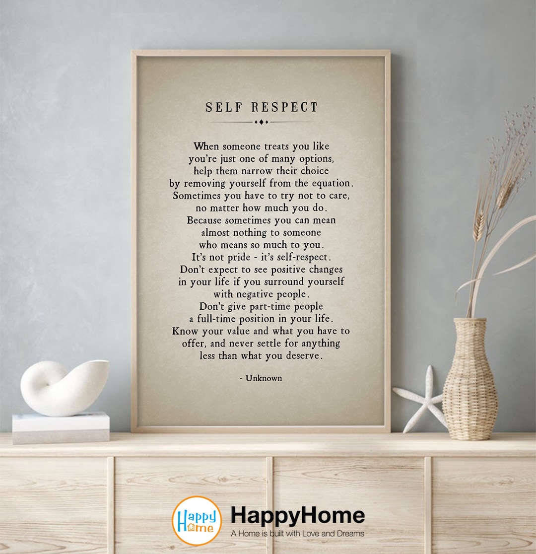 Self Respect Wall Art Motivational Inspiration Quotes Wall Art Canvas ...