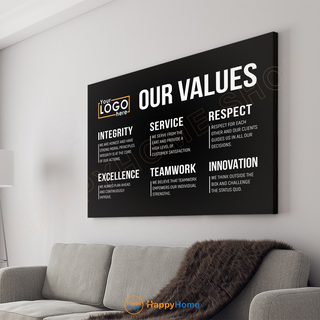 Personalized Company Core Values Wall Art Business Core Values Decor ...