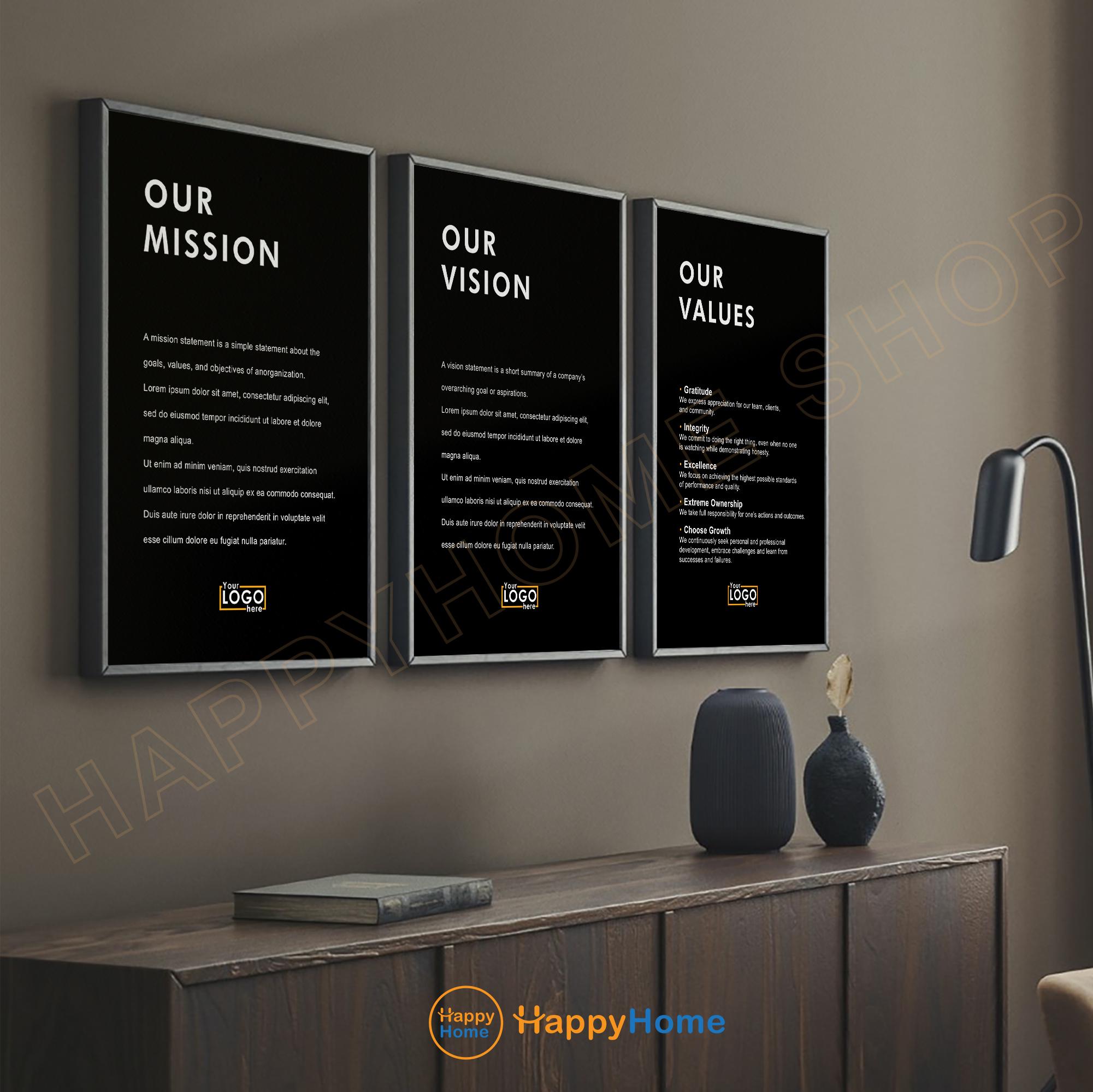 Personalized Business Statement Our Vision Our Mission Our Values Wall ...