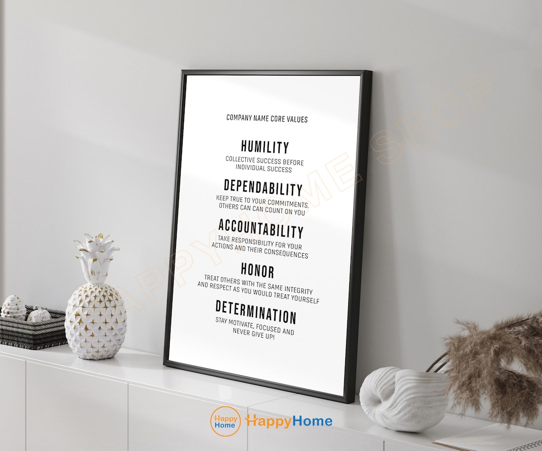 Personalized Company Core Values Wall Art Business Core Values Decor ...