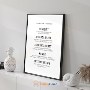 Personalized Company Core Values Wall Art Business Core Values Decor ...