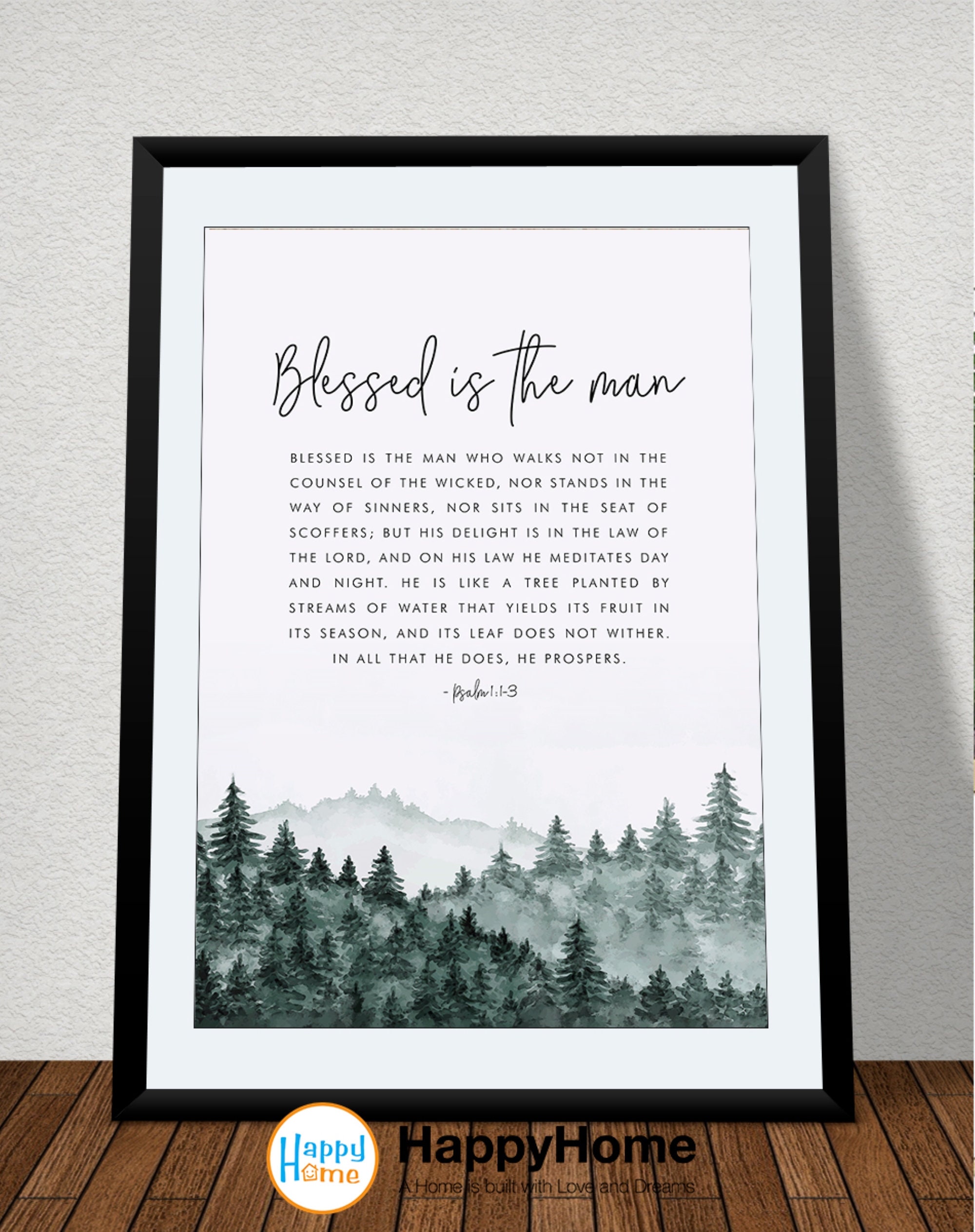 Psalm 1:1-3 Blessed is the Man | Bible Verse Wall Art | Modern ...