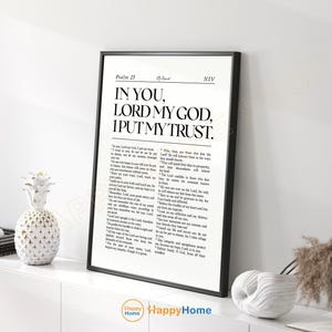 Psalm 25 NIV Bible Verse Wall Art in You I Put My Trust Scripture Quote ...