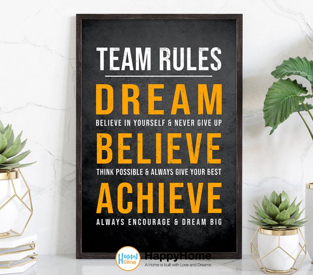 Team Rules Motivational Wall Art | Inspirational Wall Art Entrepreneur ...