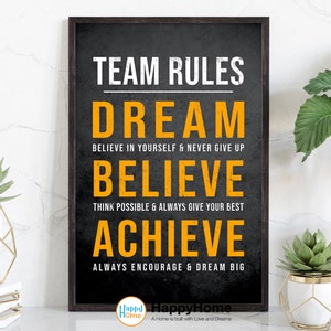 Team Rules Motivational Wall Art | Inspirational Wall Art Entrepreneur ...