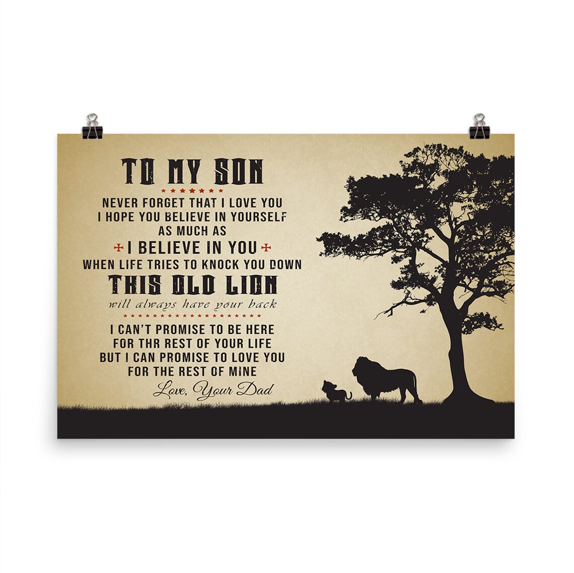 Father and Son Lion Inspirational Quotes Poster I Believe in You | Lion ...