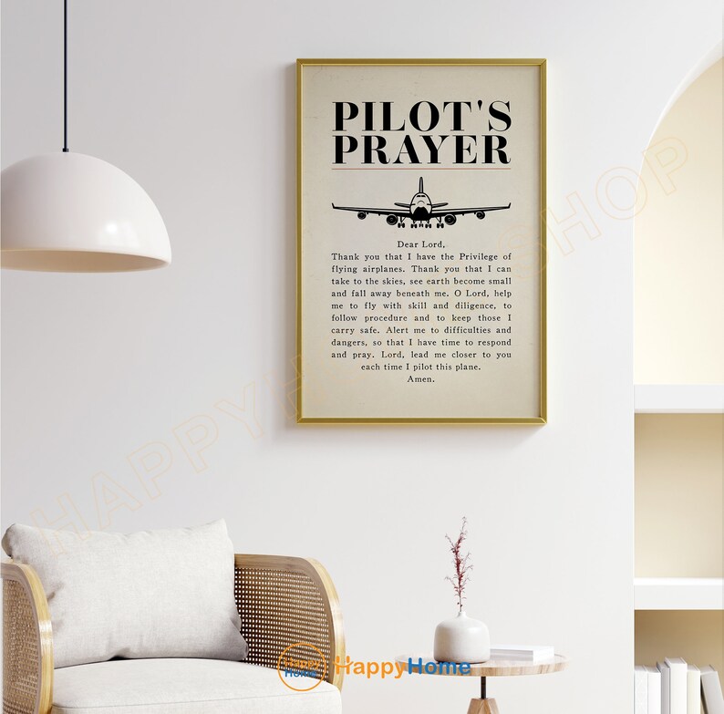 Pilot's Prayer Wall Art Aviation Prints Airplanes Quote Canvas Wall ...