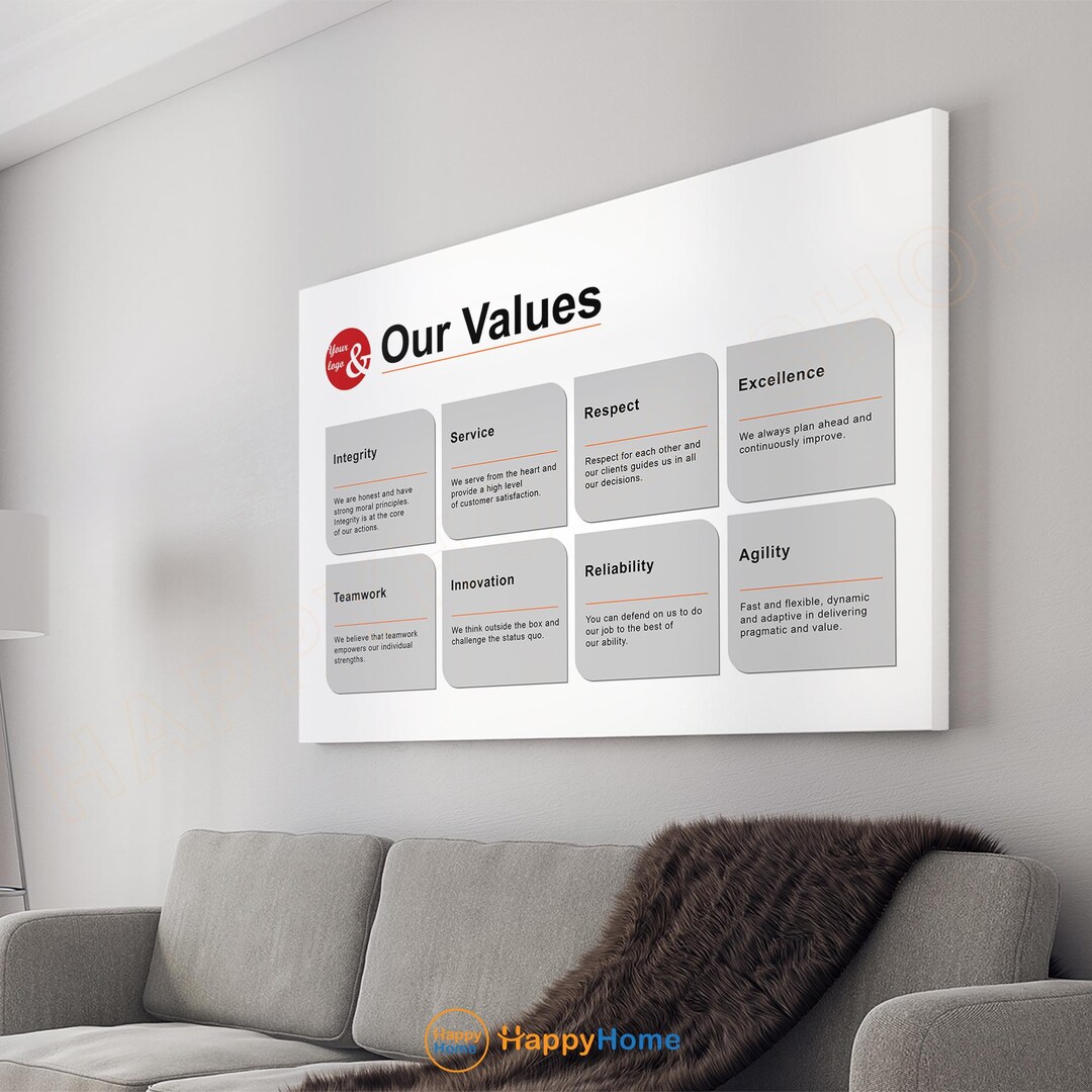 Personalized Company Core Values Wall Art Custom Business Our Values ...