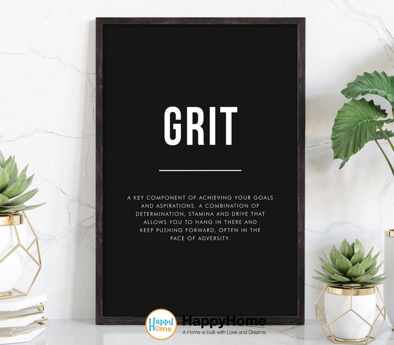 Grit Definition Poster Motivational Wall Art | Inspirational Wall Art ...
