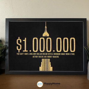 1 Million Dollar Definition Wall Art Motivational Quote Inspirational ...