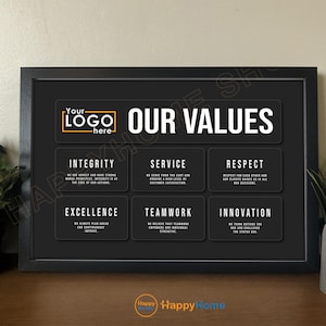 Personalized Company Our Values Wall Art Business Core Values Decor ...